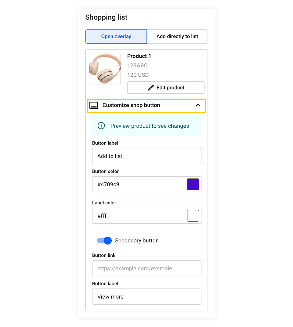 How to use the shopping list feature