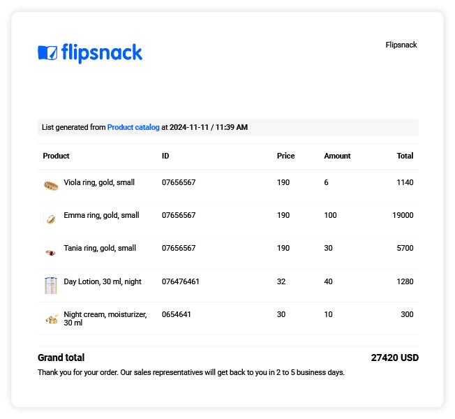 How to customize order options for product catalog