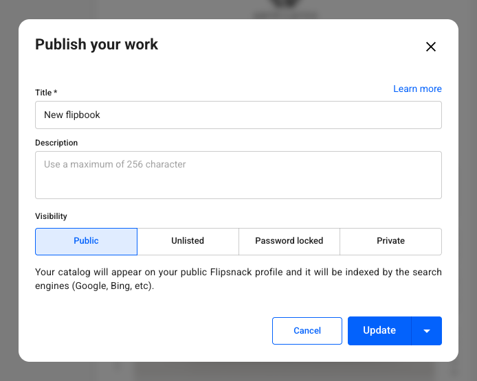 Publishing options for your flipbooks explained