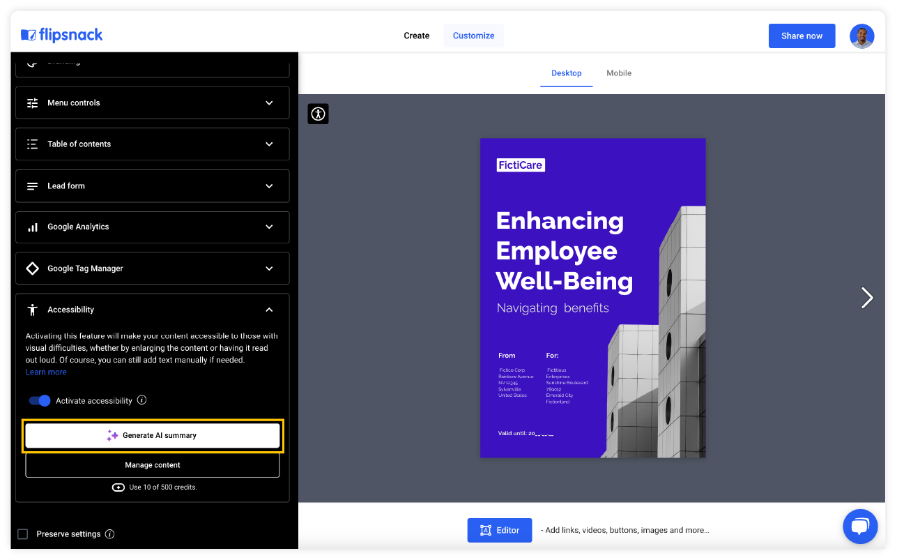 Flipsnack AI package