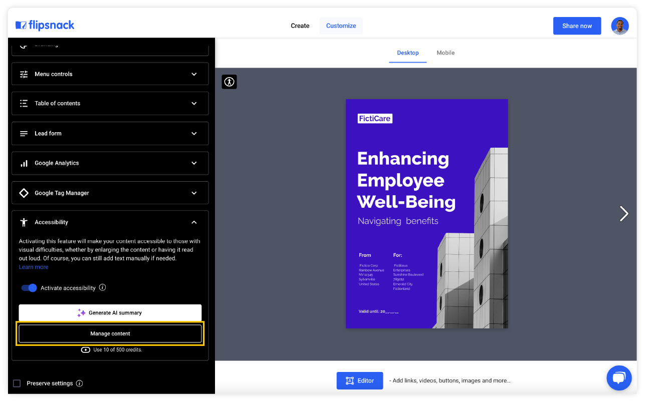 Flipsnack AI package