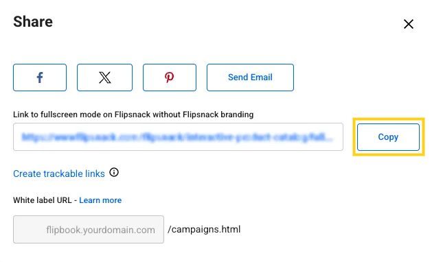 How and where can you share a flipbook as a direct link?