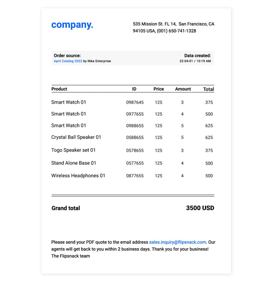 Customize order and customize email options in Shopping List
