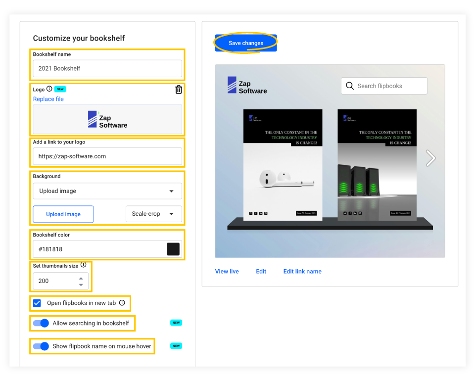 Create and manage bookshelves as professional content collections