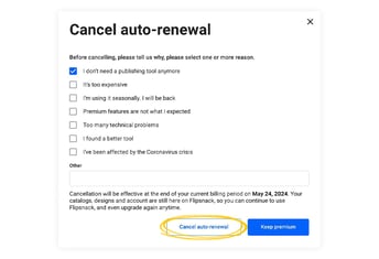 Cancelling the auto-renewal of a subscription
