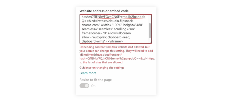 Embed a flipbook on Sharepoint