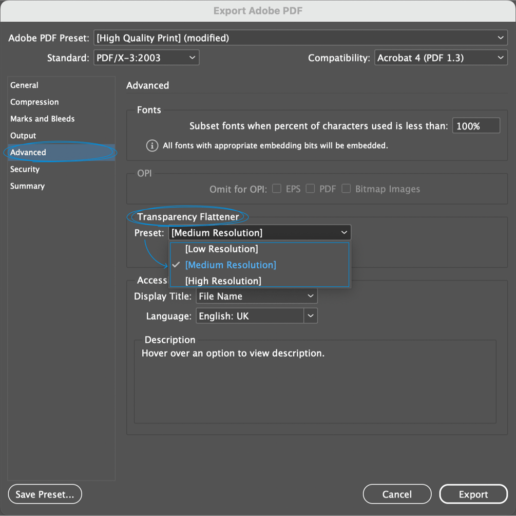 PDF format and size guidelines