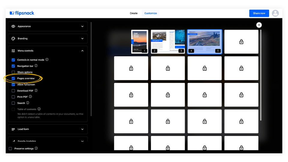 How do I change my flipbook’s menu controls?