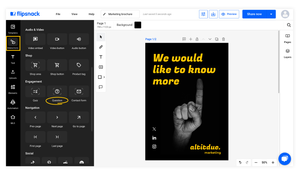 How to add questions to your flipbook