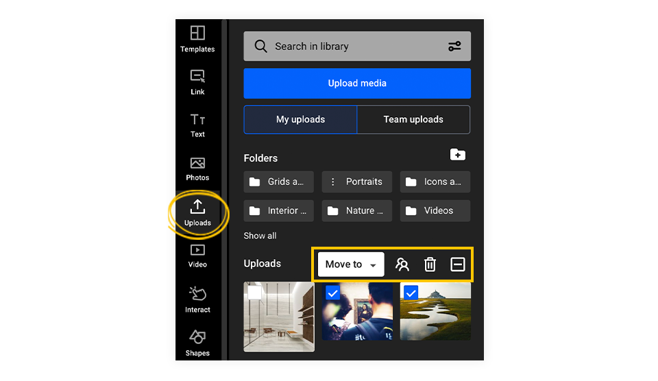 Uploads in Design Studio
