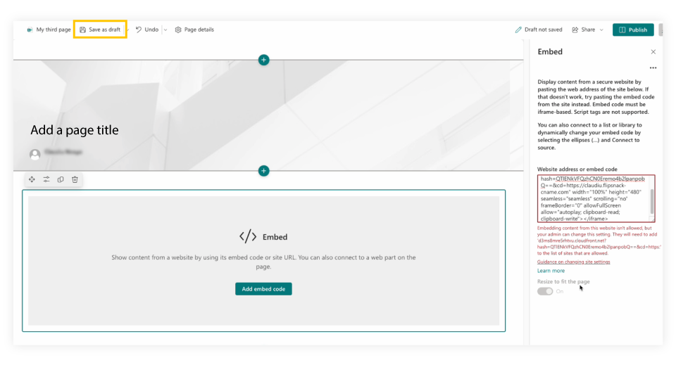 Embed a flipbook on Sharepoint
