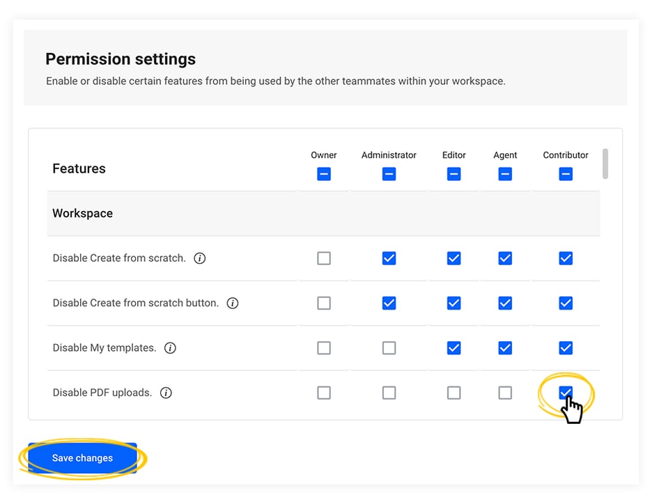 Permission settings