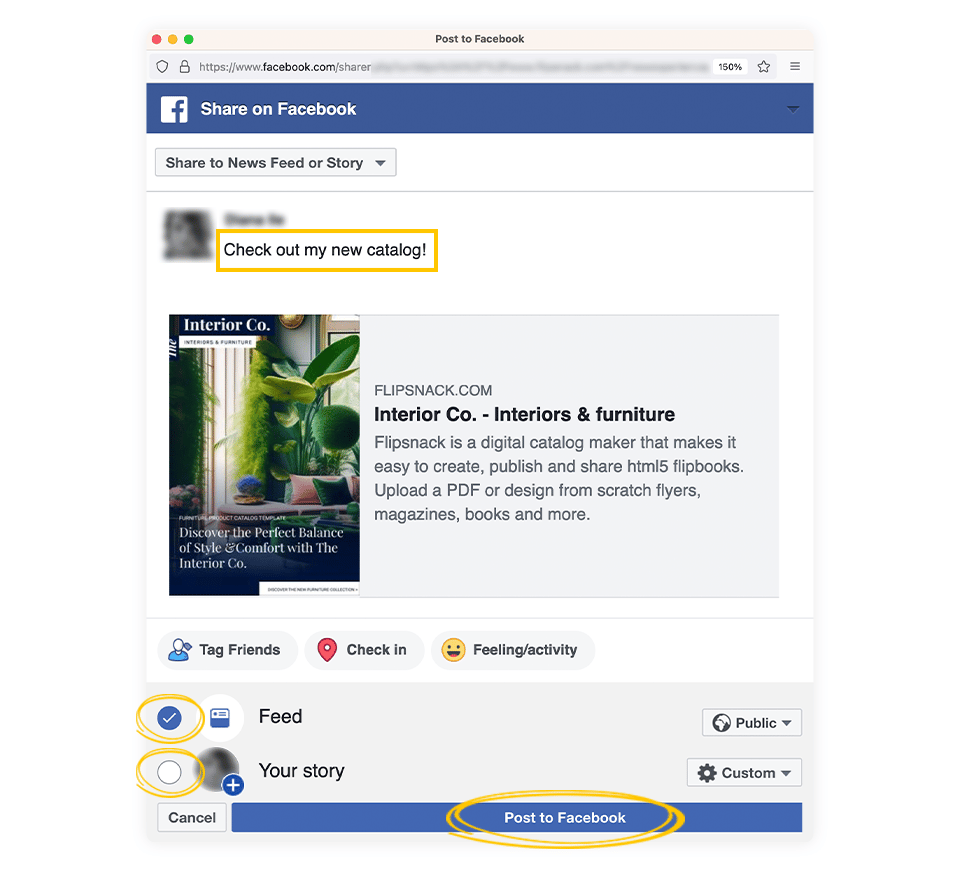 Sharing your catalog on social media
