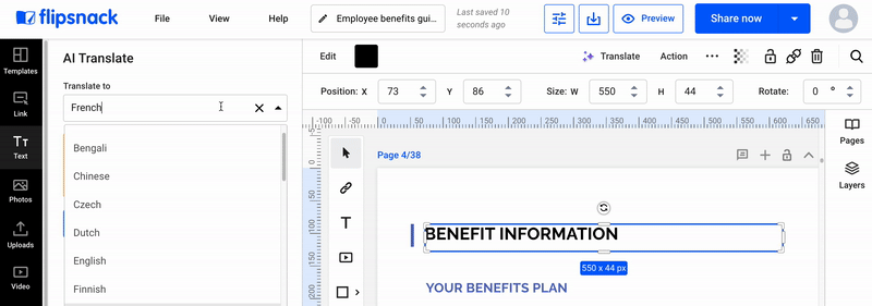 Flipsnack AI package